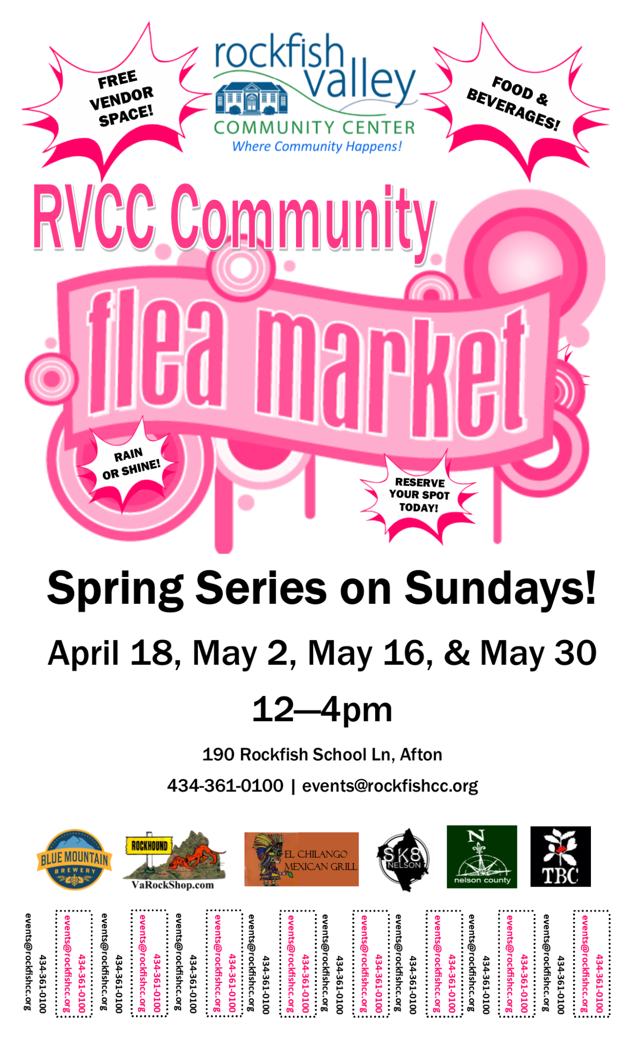 SPRING FLEA MARKETS! – Rockfish Valley Community Center SPRING FLEA MARKETS! – Rockfish Valley Community Center